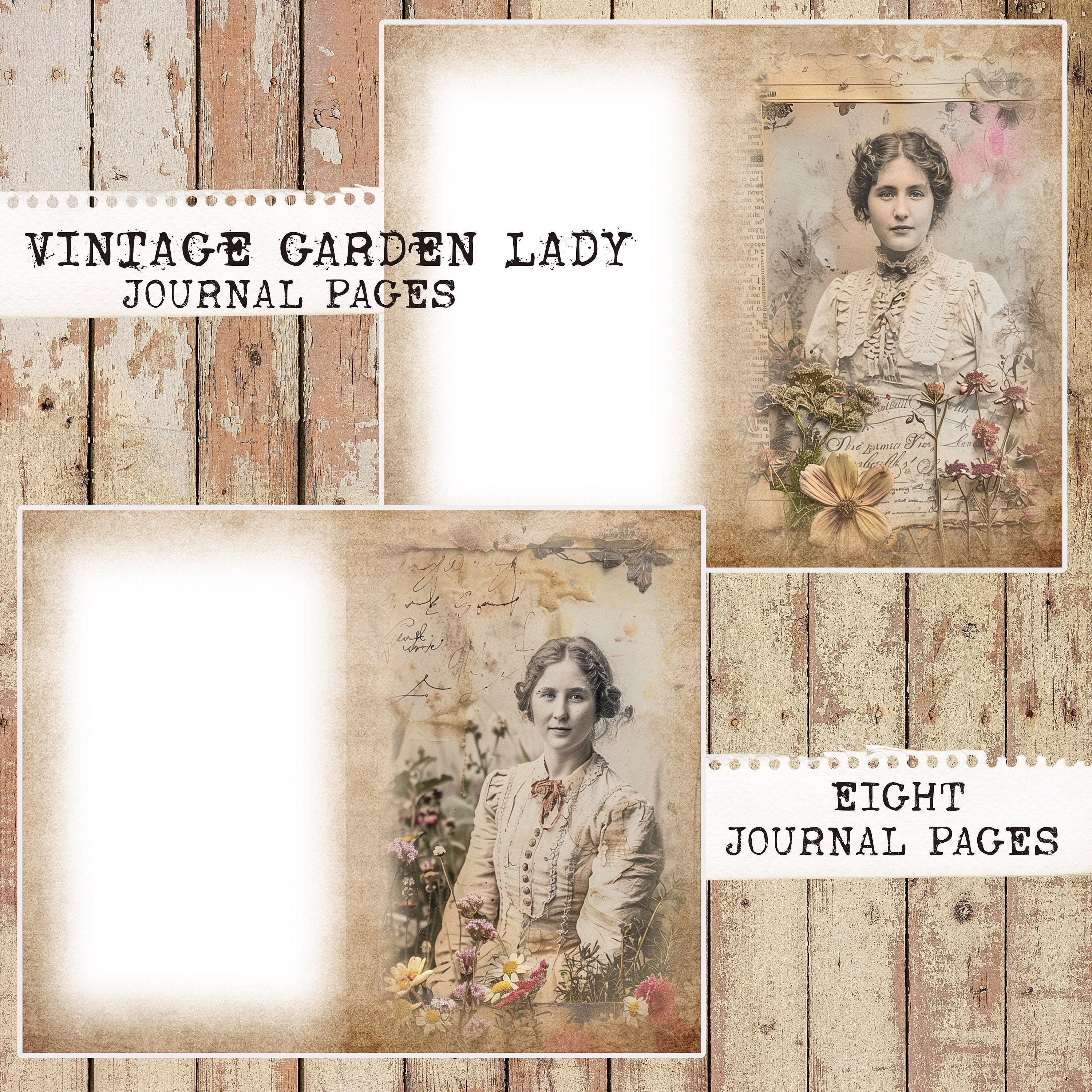 Vintage Garden Lady Journal Pages, Junk Journal Pages, Junk Journaling ...