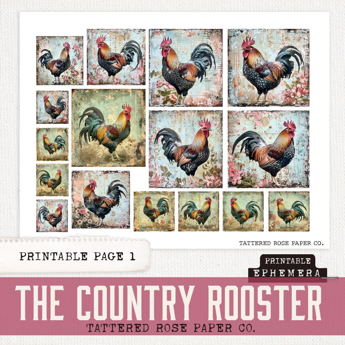 The Country Rooster Junk Journal Ephemera, Junk Journal Ephemera ...