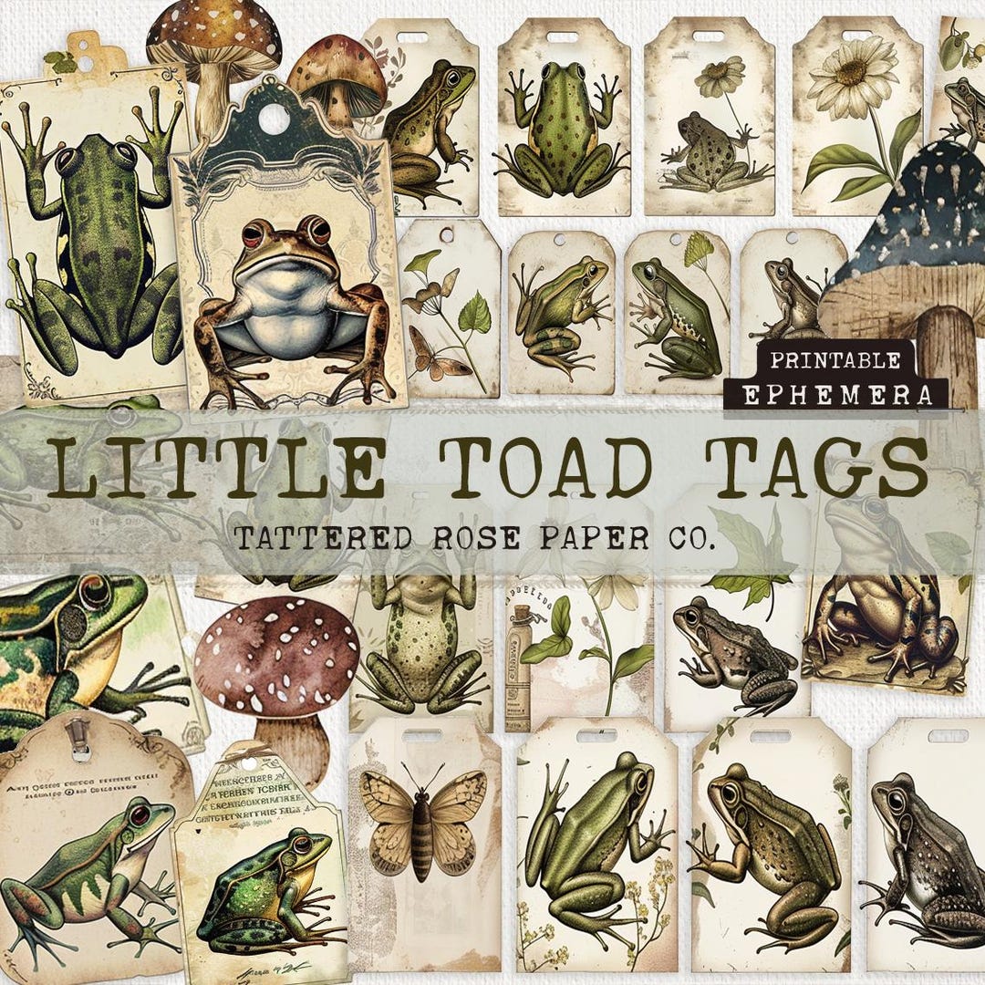 Little Toad Junk Journal Tags, Junk Journal Tags, Frog Junk Journaling ...