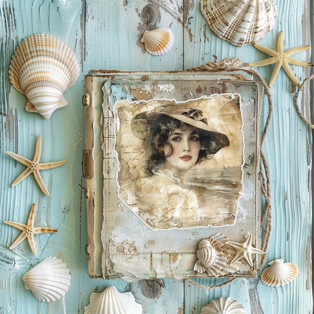 Vintage Beach Lady Ephemera, Printable Vintage Beach Ephemera, Junk ...