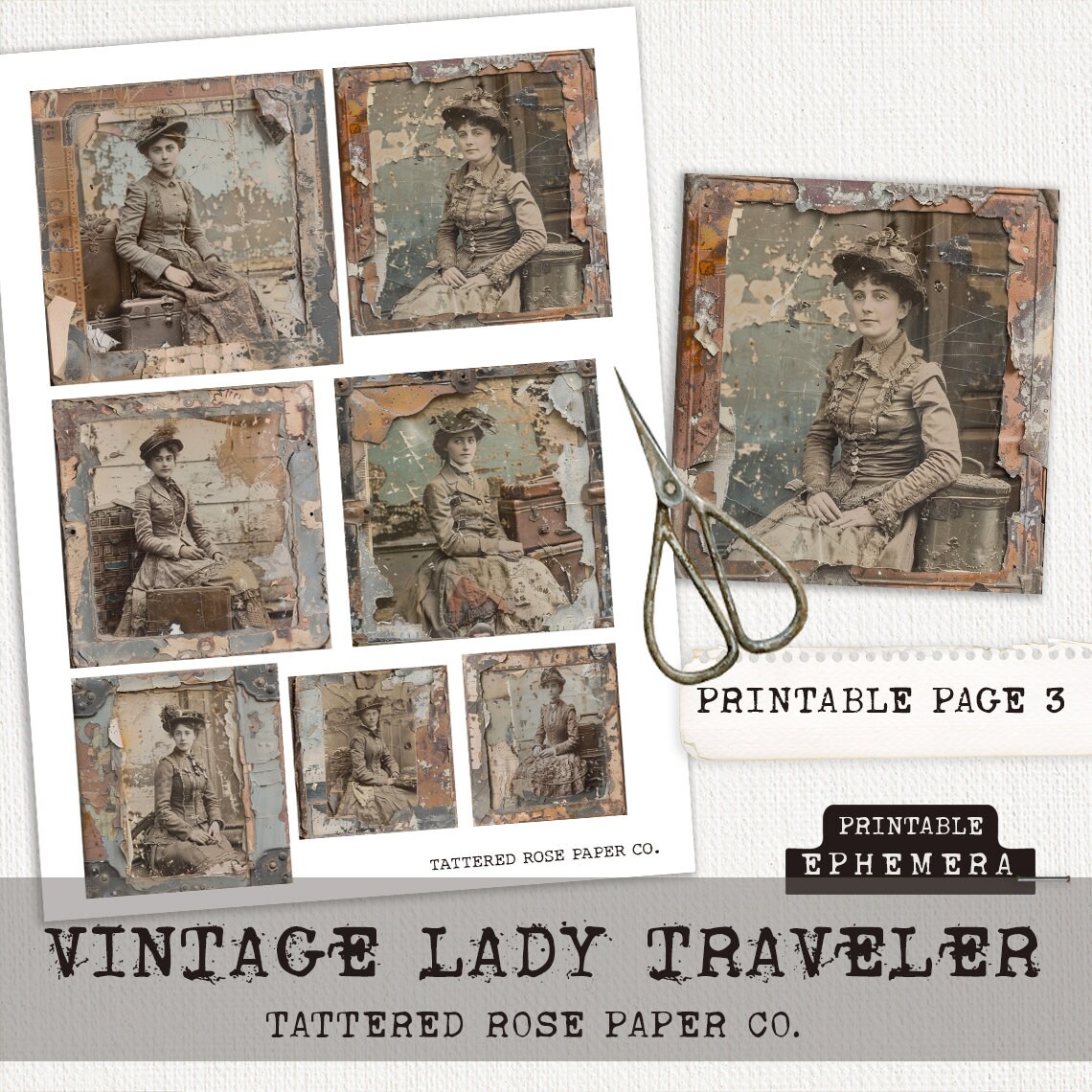 Vintage Lady Traveler Junk Journal, Junk Journaling Printable, Vintage ...