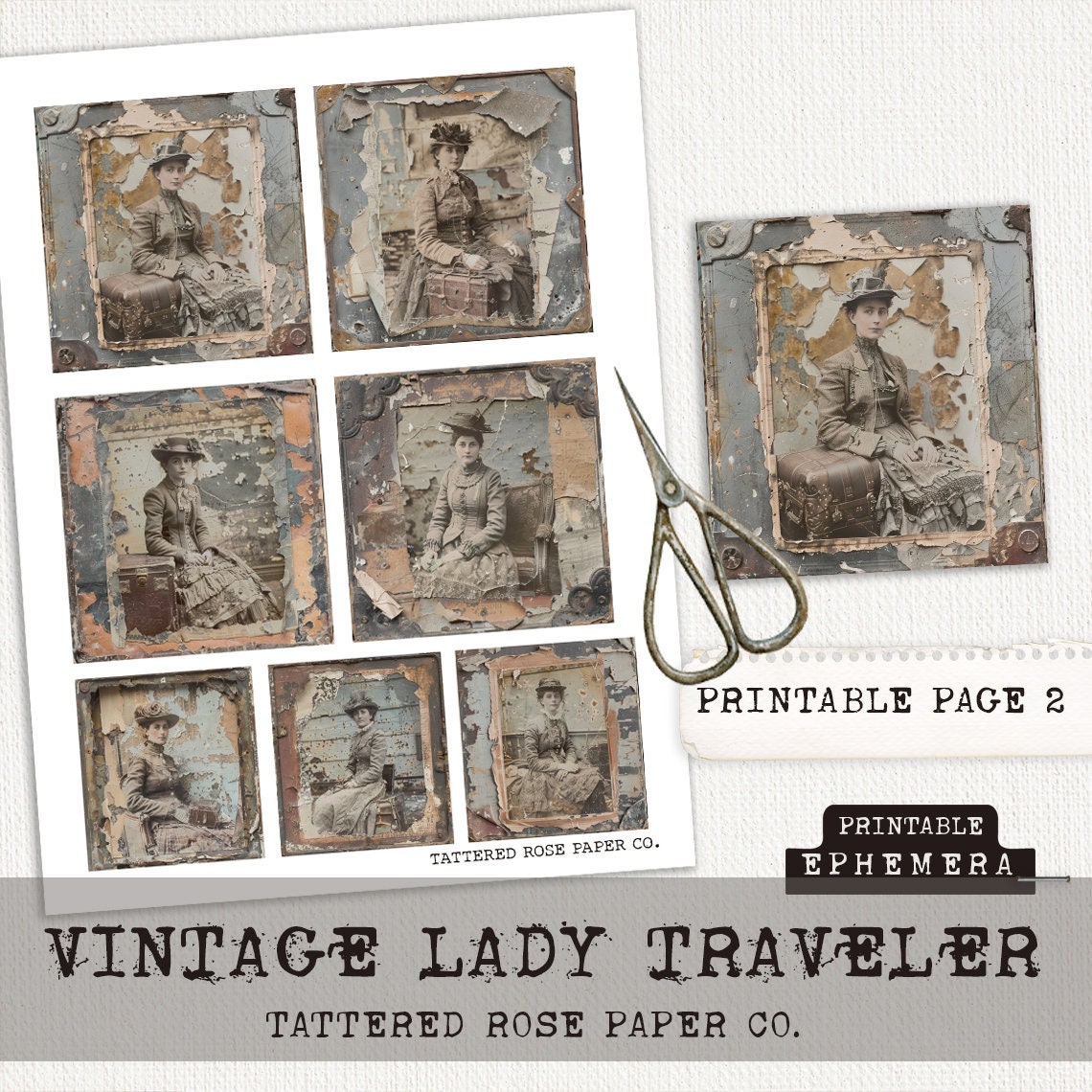 Vintage Lady Traveler Junk Journal, Junk Journaling Printable, Vintage ...