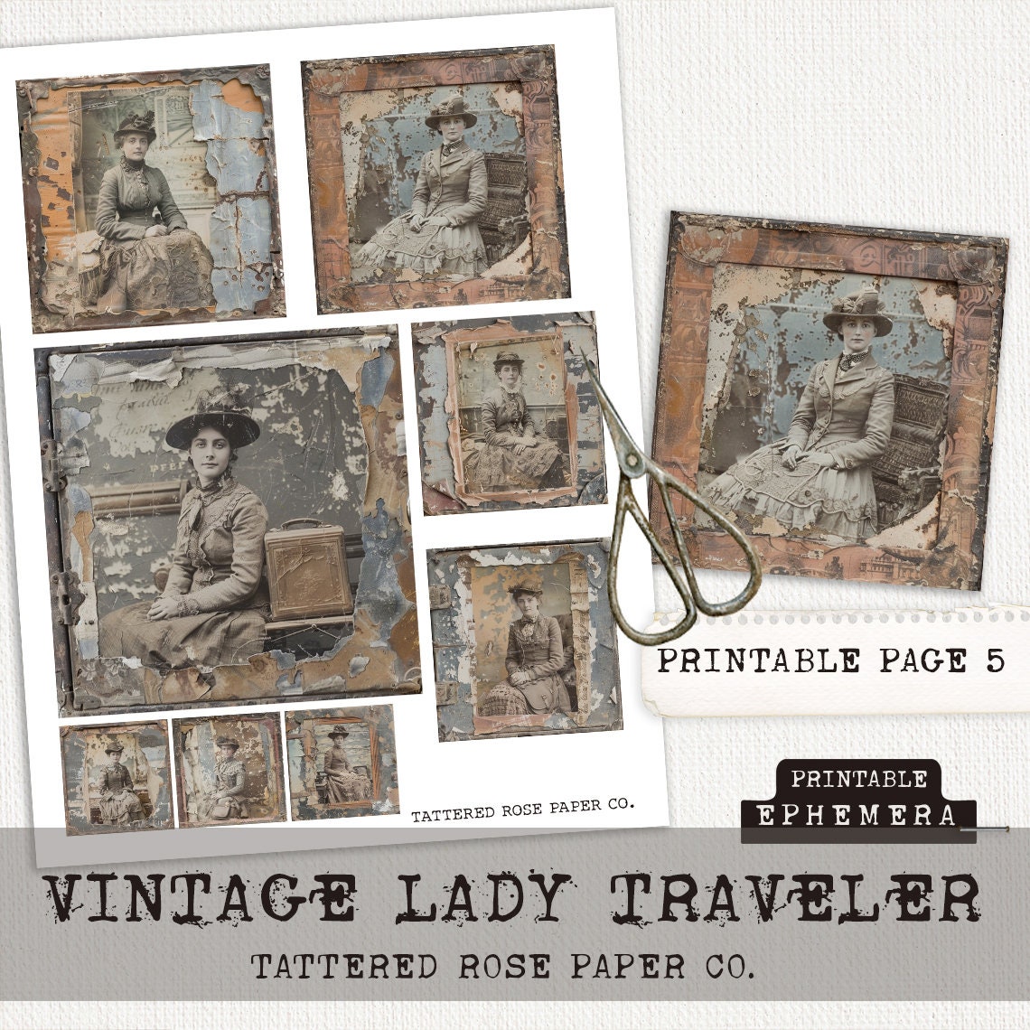 Vintage Lady Traveler Junk Journal, Junk Journaling Printable, Vintage ...