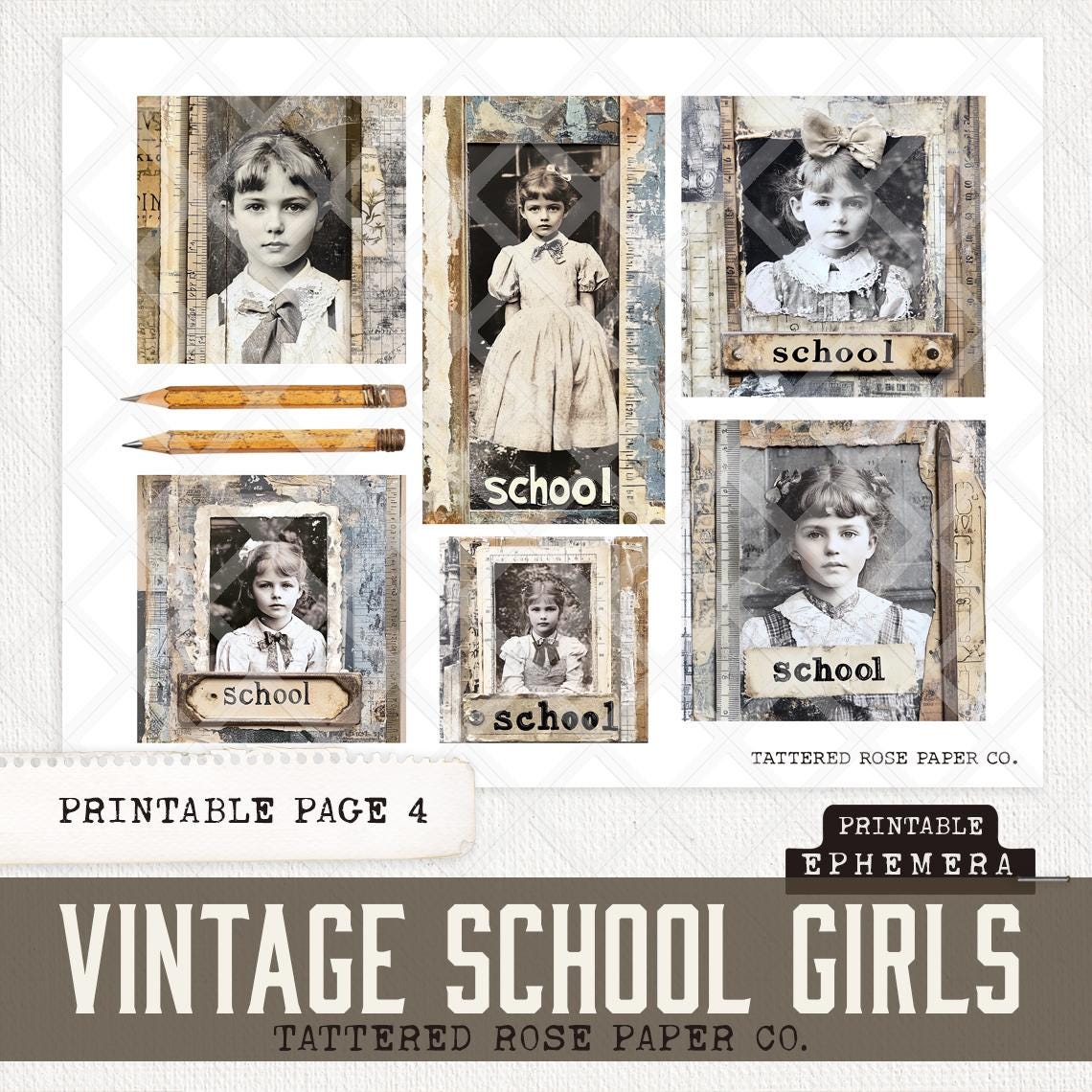 Vintage School Girls, Junk Journal, School Junk Journal, School Junk ...
