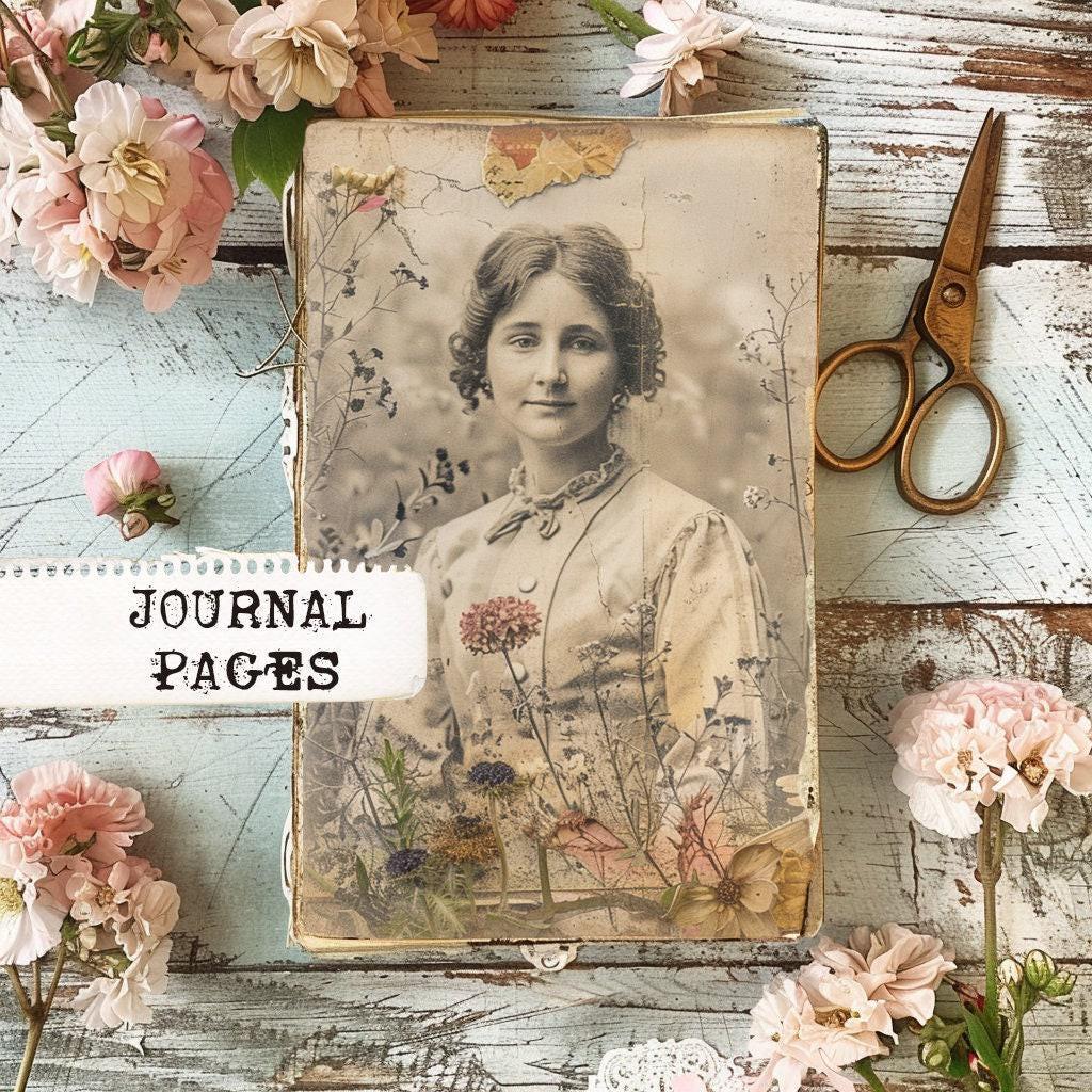 Vintage Garden Lady Journal Pages, Junk Journal Pages, Junk Journaling ...