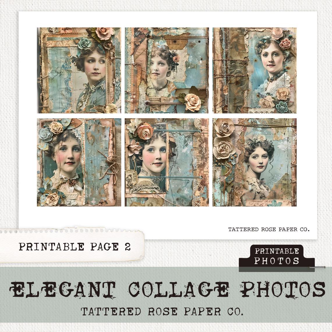 Elegant Collage Junk Journal Photos, Junk Journaling Printables, Junk ...