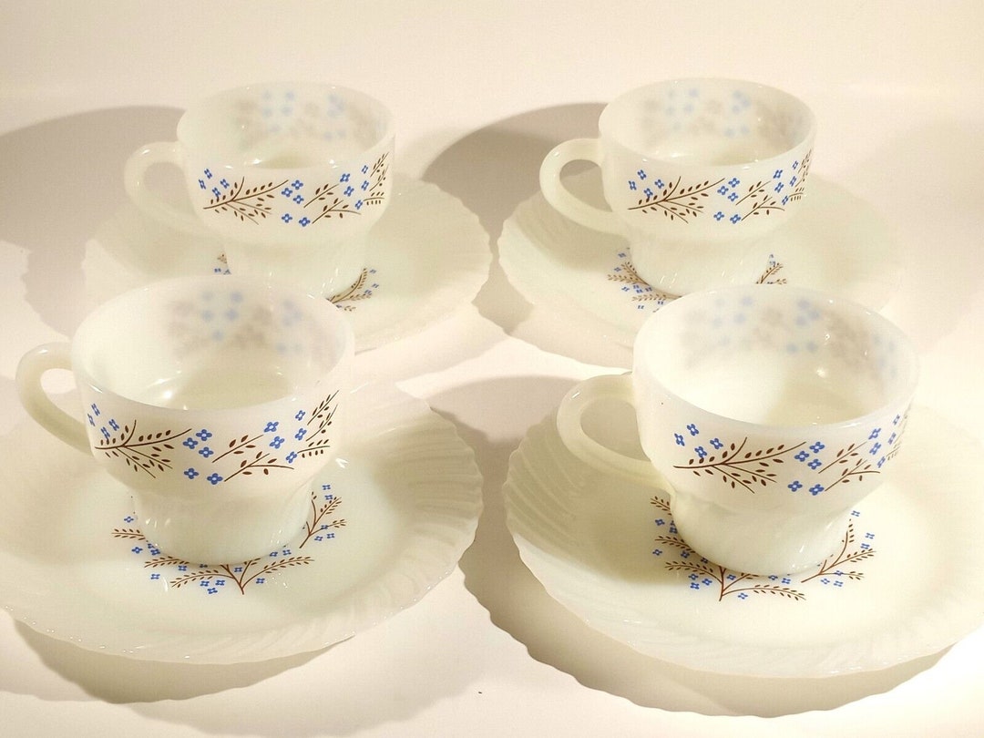 Set of 8 Termocrisa Mexican Milk Glass Tea/coffee Cups and - Etsy