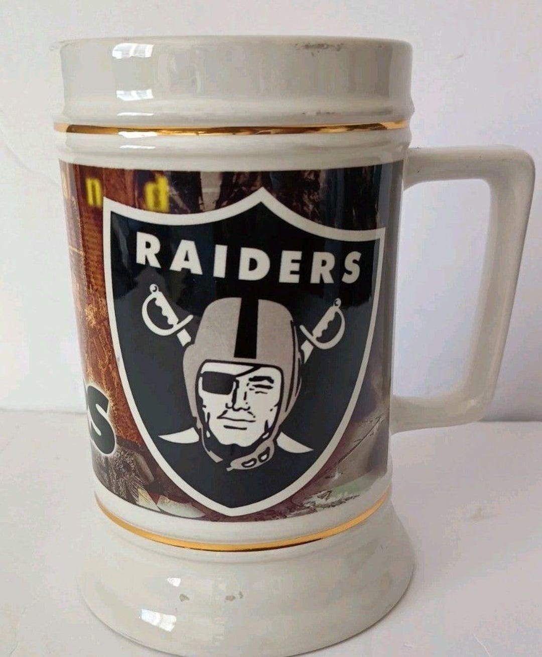 Oakland Raiders Ceramic Graphic Beer Mug Stein NFL Merchandise Football ...