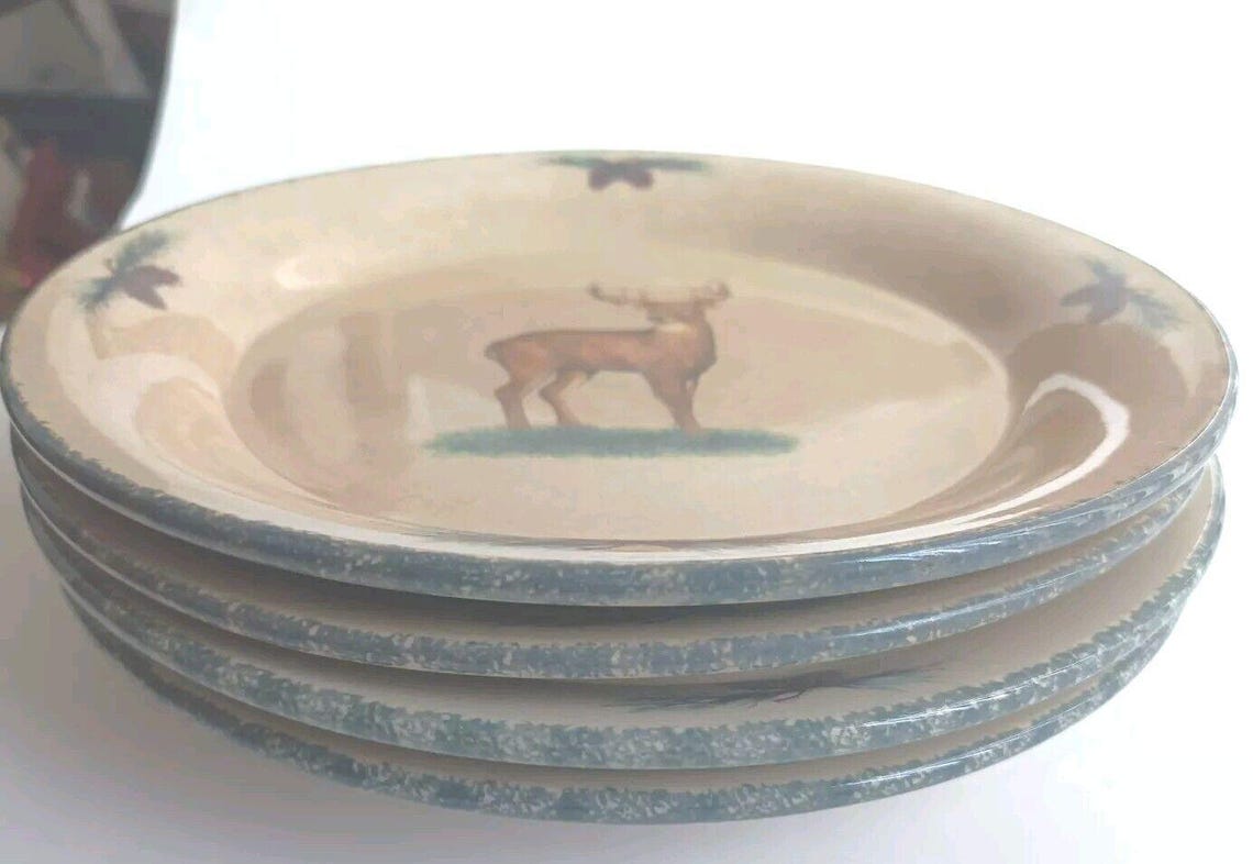 Home & Garden Party Northwoods Deer Buck Dinner Plates Set of 4 ...