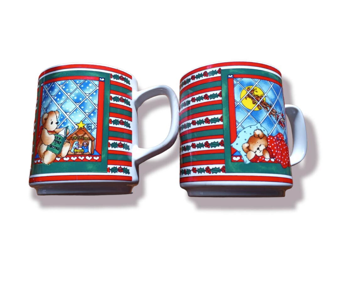Vintage Lucy and Me Lucy Rigg 1984 Enesco Christmas Bears Coffee Mugs ...