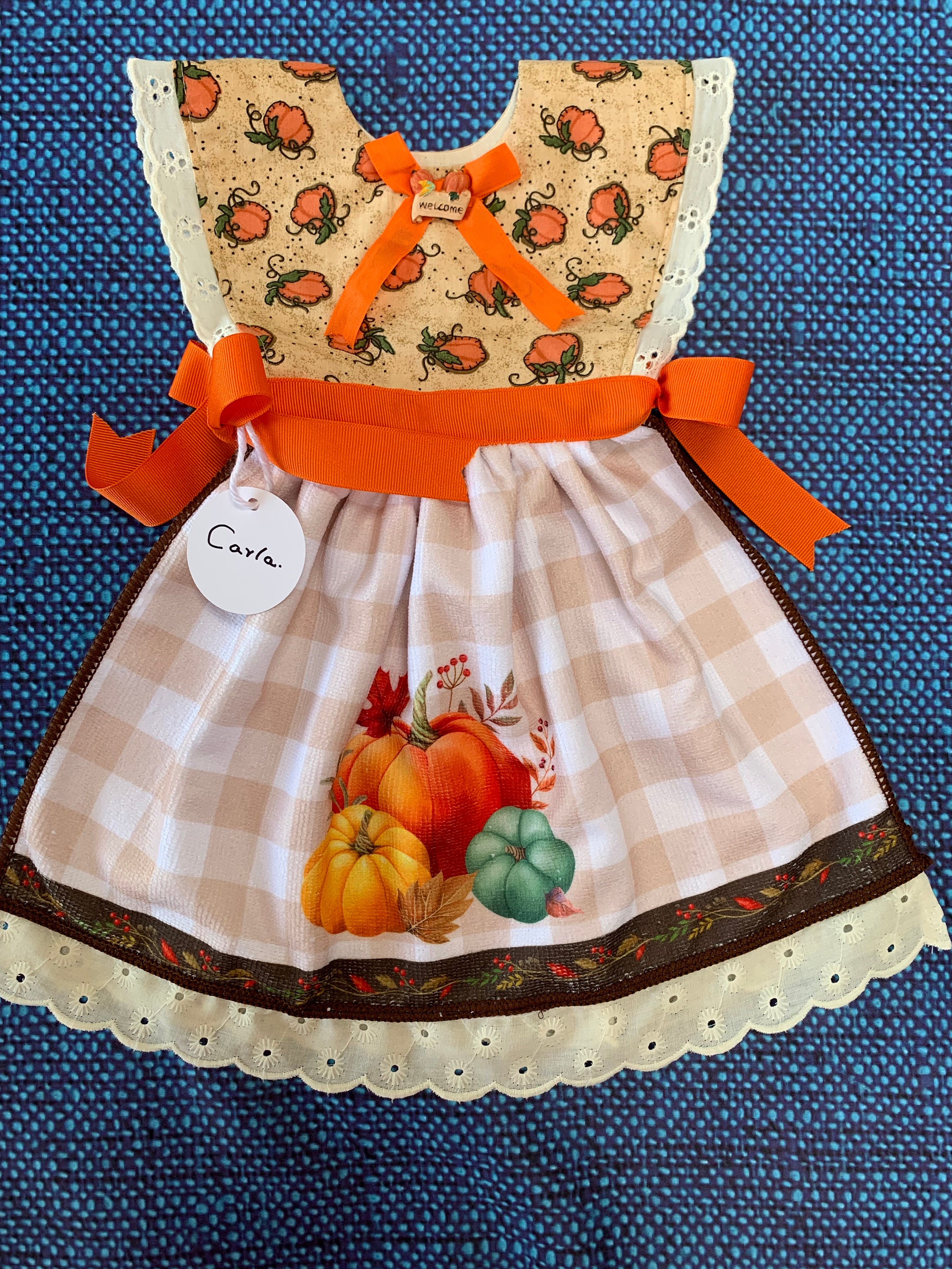 Oven Door Kitchen Towel Dress With Matching Potholders. Fall Themed ...