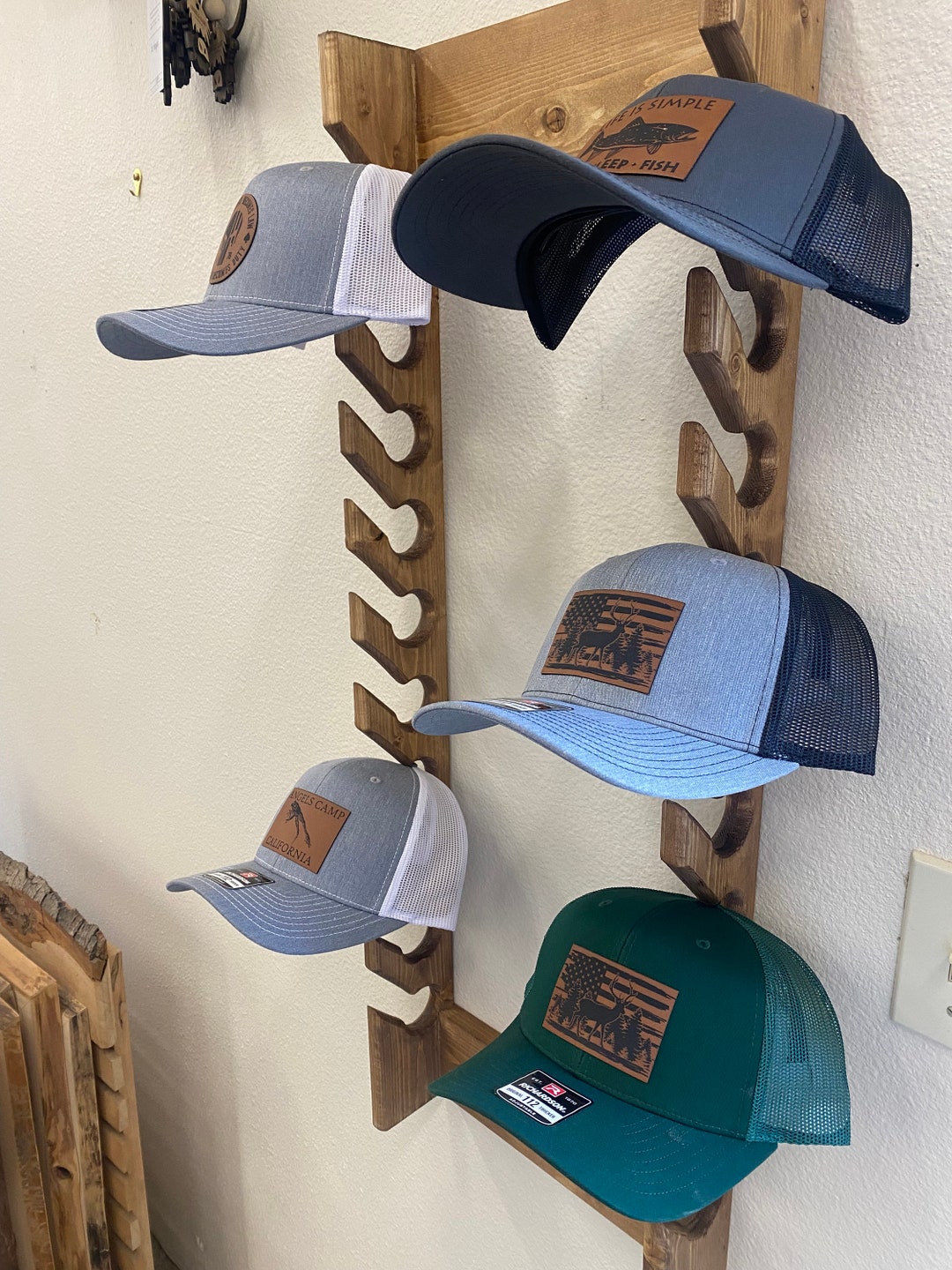 Rustic Handmade Wood Hat Rack Display 20hats - Etsy