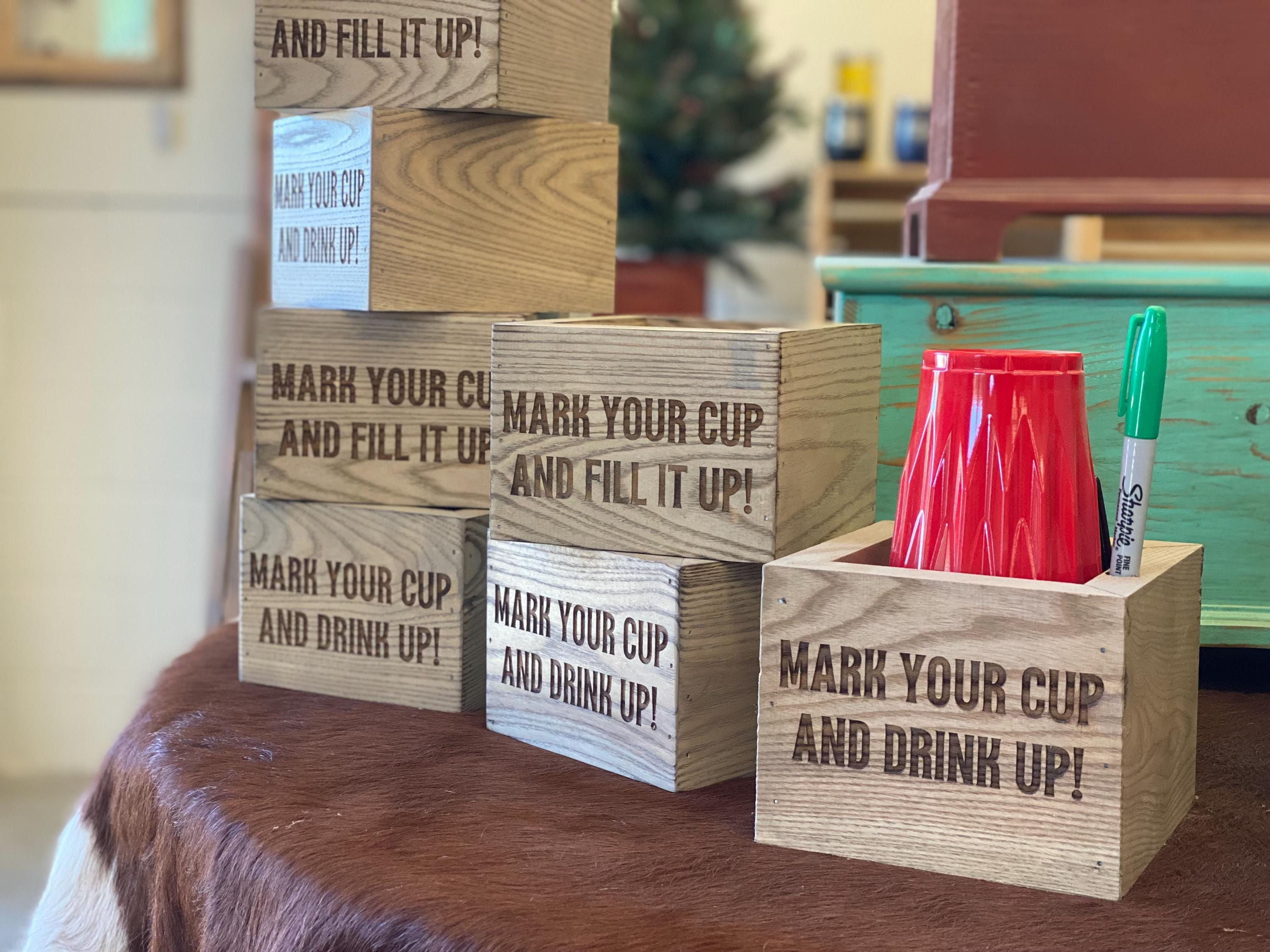 Mark Your Cup Box Disposable Cup and Marker Holder Party and Gathering ...