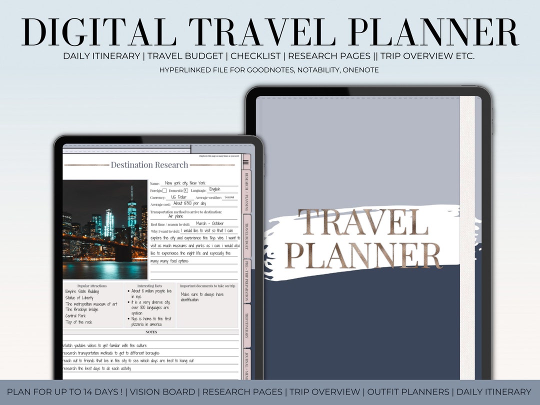 Digital Travel Planner for Goodnotes and Notability Vacation - Etsy