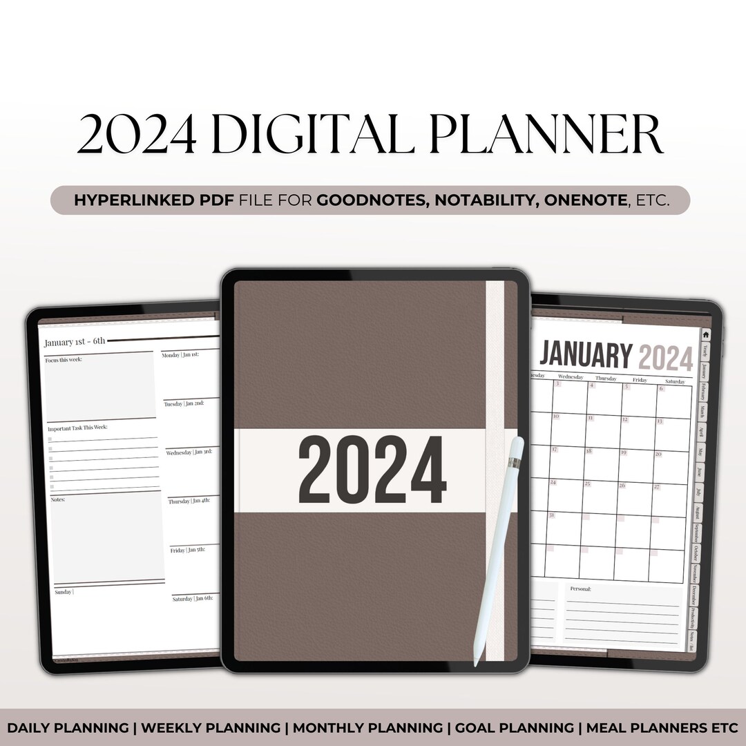 2024 Dated Digital Planner for Goodnotes and Notability, Daily iPad ...