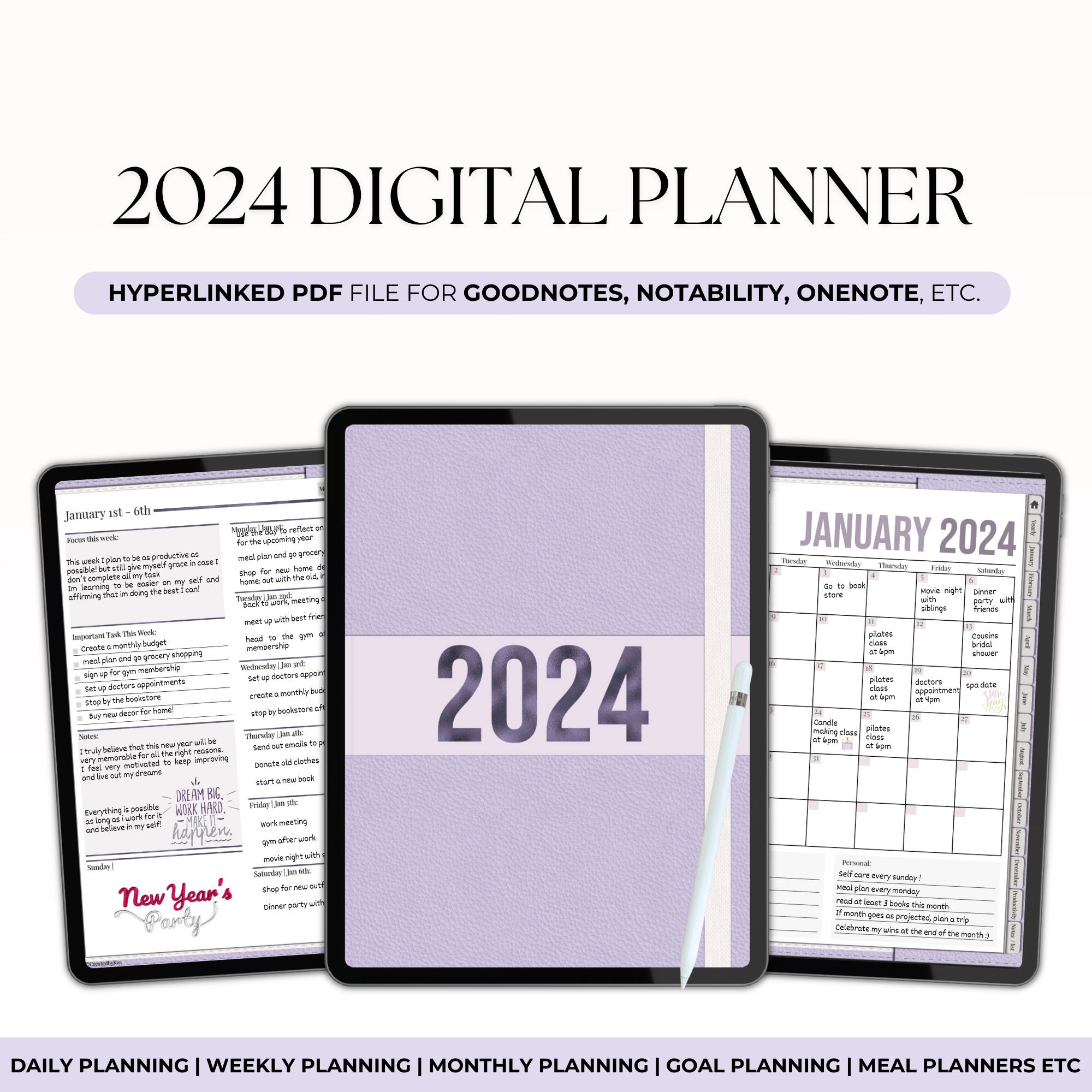 2024 Digital Planner for iPad and Tablet in Purple - Etsy