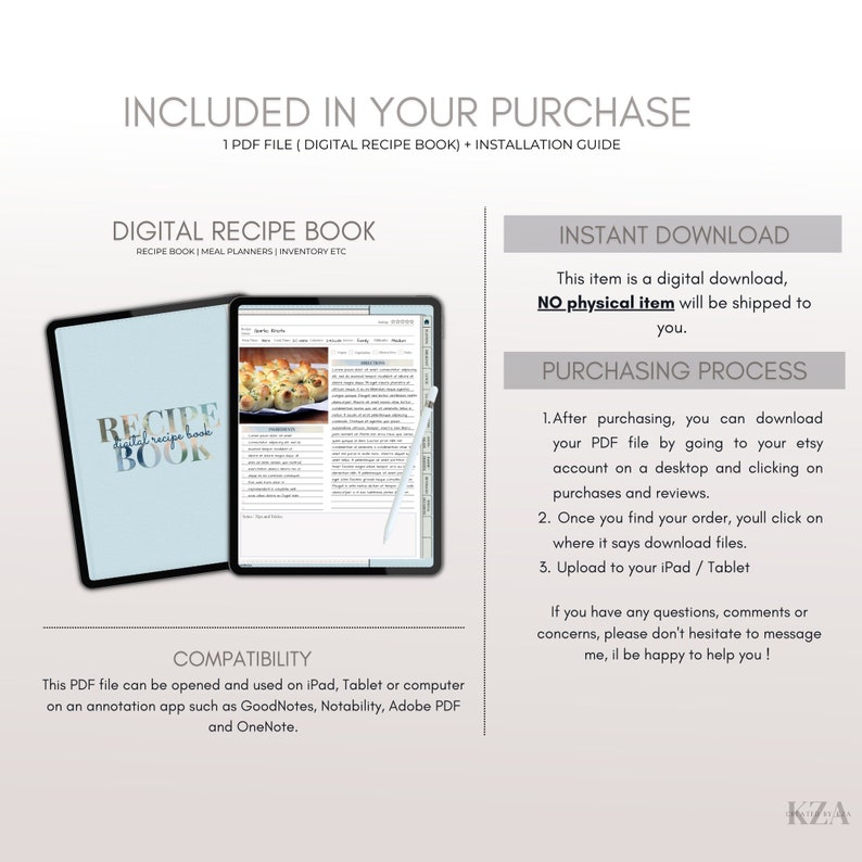 Digital Recipe Book for Goodnotes and Notability, Digital Cookbook ...