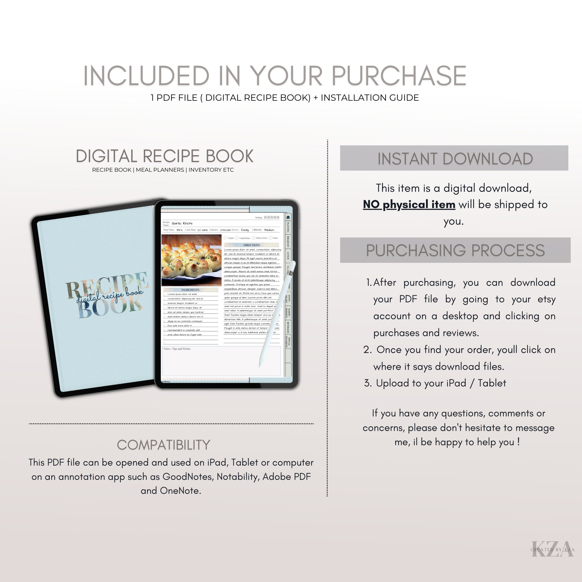 Digital Recipe Book for Goodnotes and Notability, Digital Cookbook ...