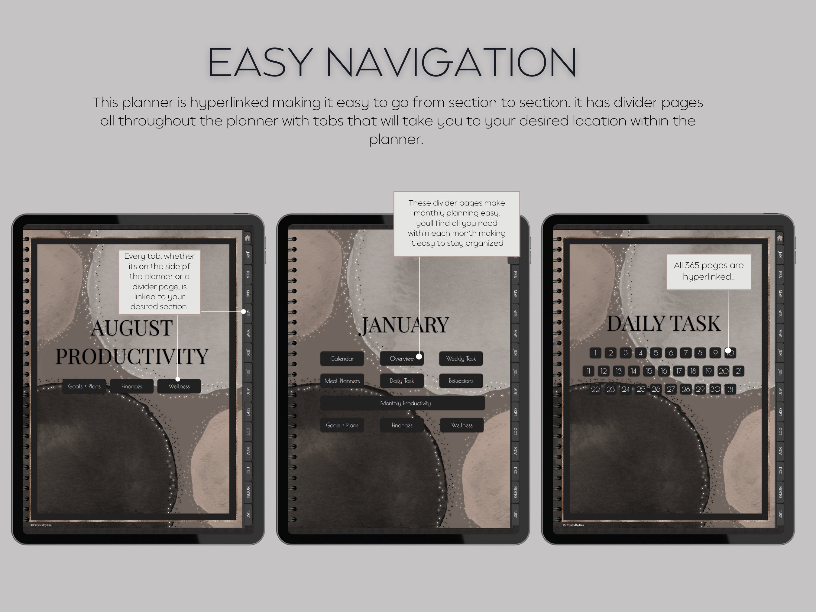 Undated Dark Mode Digital Planner for Goodnotes & Notability - Etsy