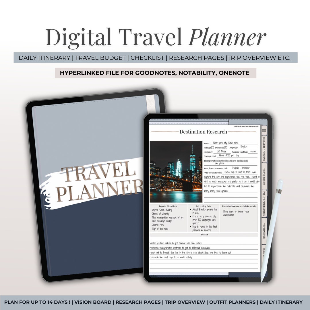 Digital Travel Planner for Goodnotes and Notability, Trip Planner and ...