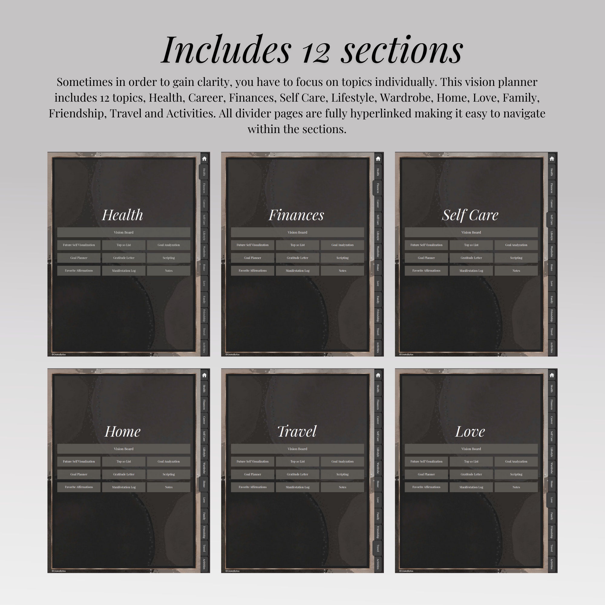 Dark Mode Vision Board Planner Book Digital Goal Planner - Etsy