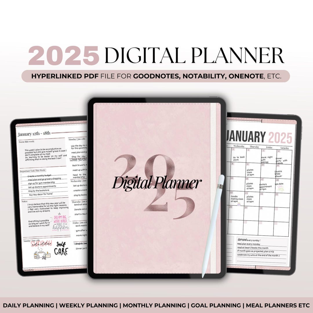2025 Pink Digital Planner for Goodnotes and Notability, Daily Planner ...