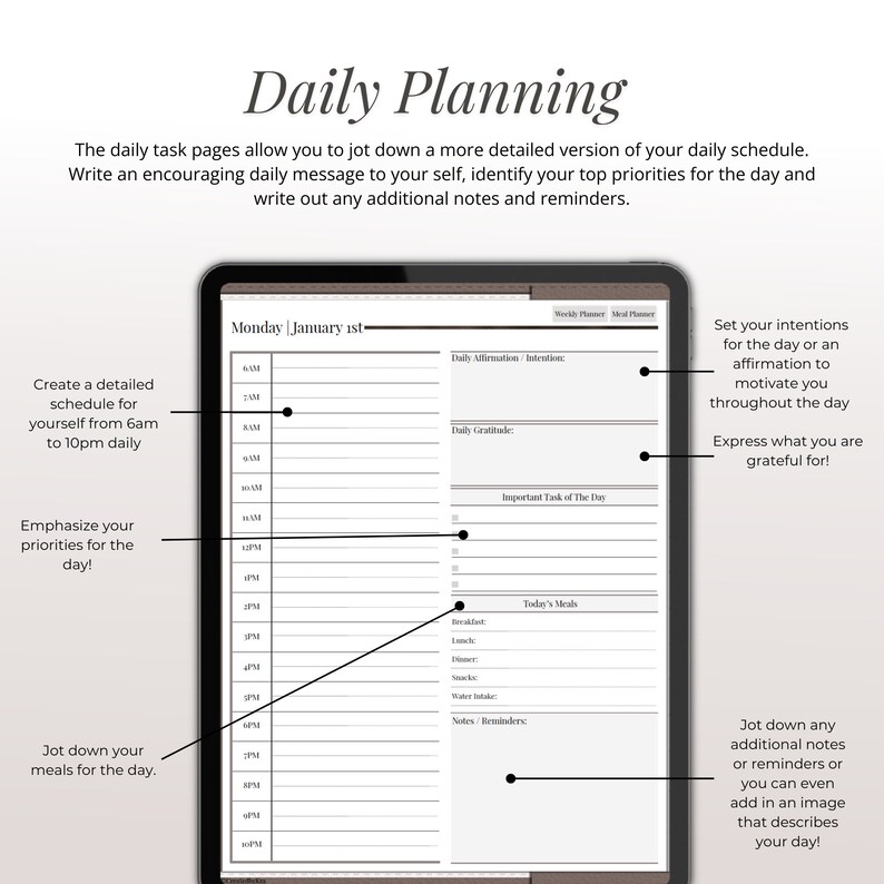 2024 Dated Digital Planner for Goodnotes and Notability, Daily iPad ...