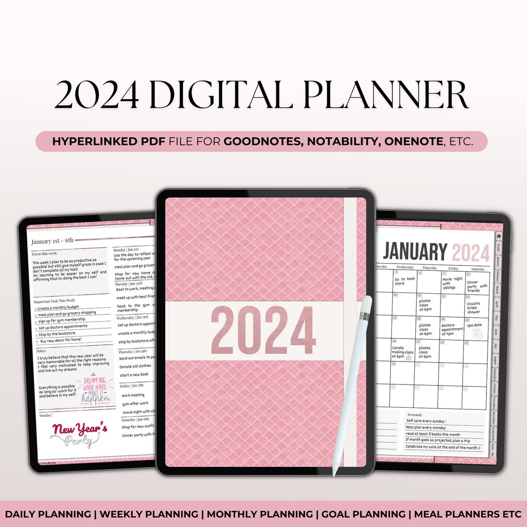 2024 Pink Digital Planner for Goodnotes & Notability, Aesthetic Planner ...