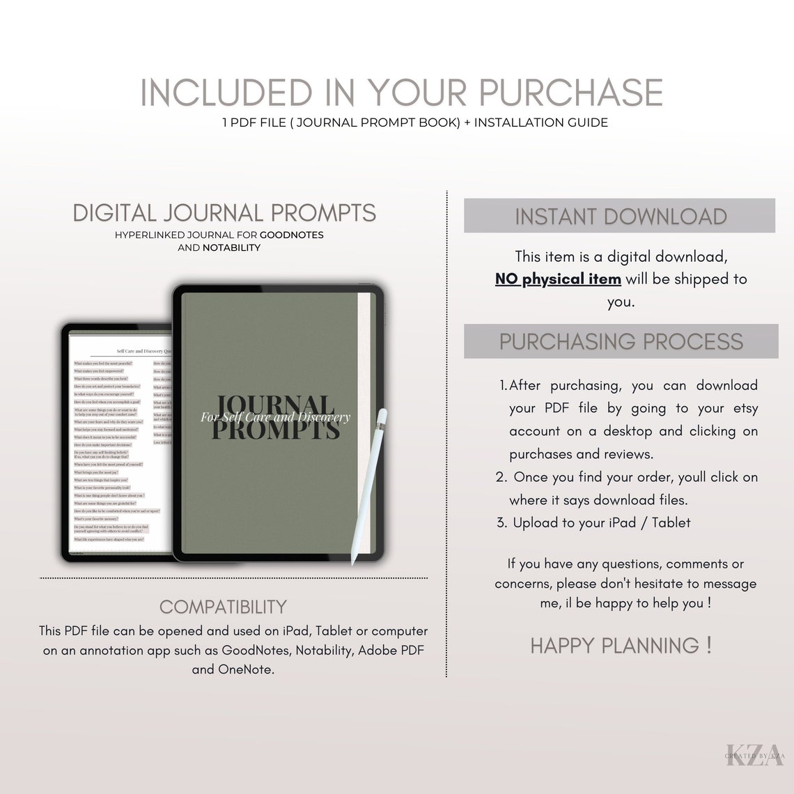 Digital Journal Prompts, Daily Journal, Goodnotes Notebook, Writing ...