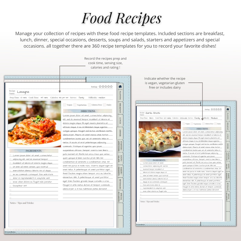 Digital Recipe Book for Goodnotes and Notability, Digital Cookbook ...