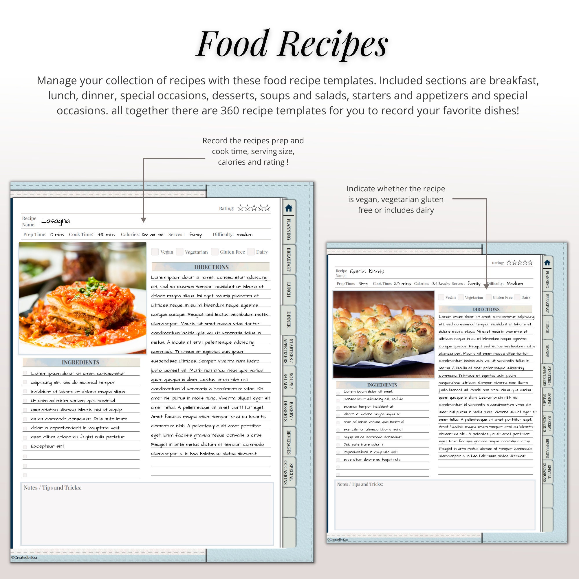 Digital Recipe Book for Goodnotes and Notability, Digital Cookbook ...