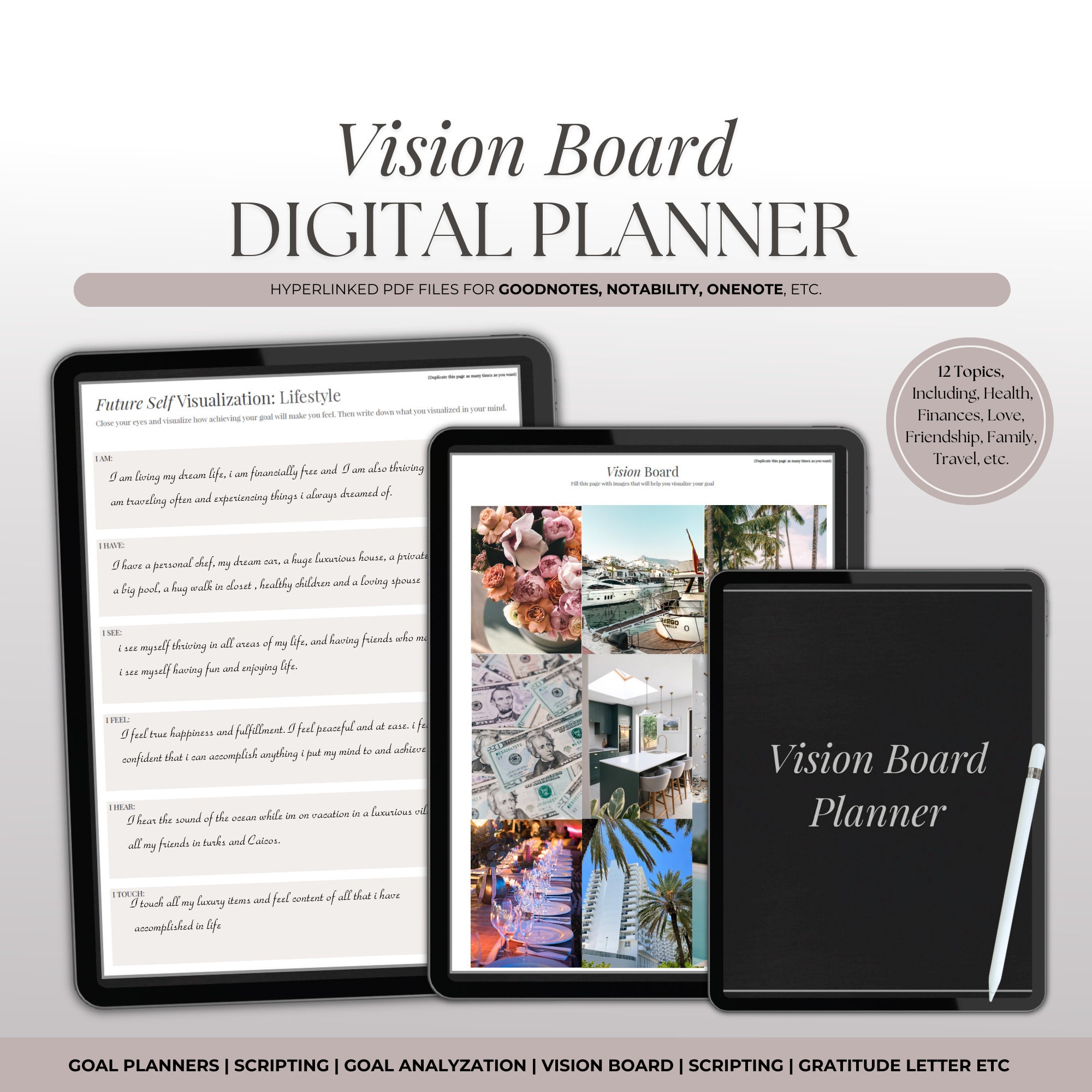 Digital Vision Board Planner, Manifestation Book, Gratitude Journal ...