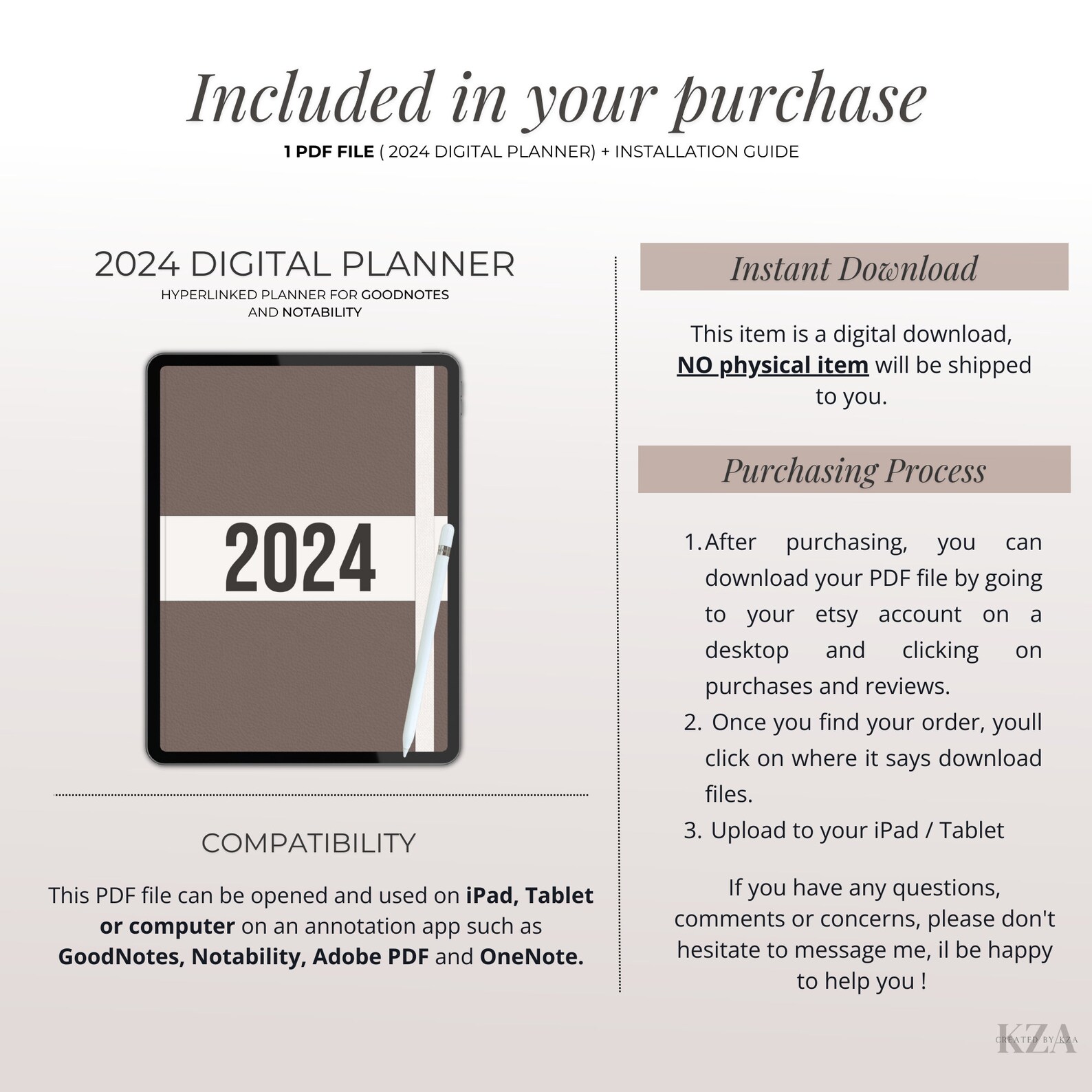 2024 Dated Digital Planner for Goodnotes and Notability, Daily iPad ...