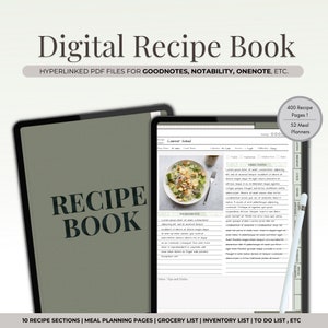 Digital Recipe Book for Goodnotes and Notability With Meal Planners ...