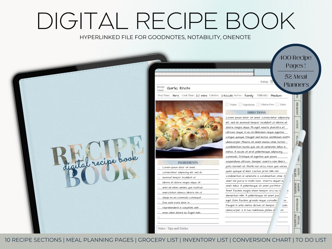 Digital Recipe Book for Goodnotes and Notability Digital - Etsy