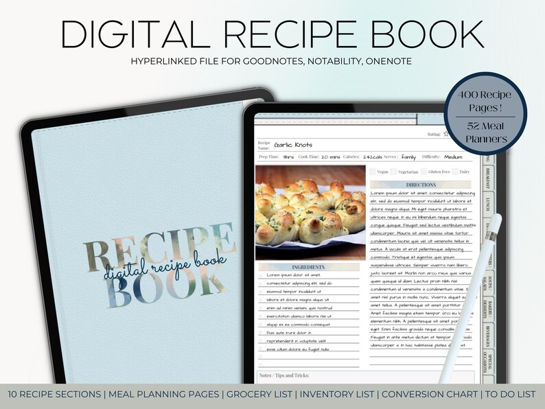 Digital Recipe Book for Goodnotes and Notability Digital - Etsy