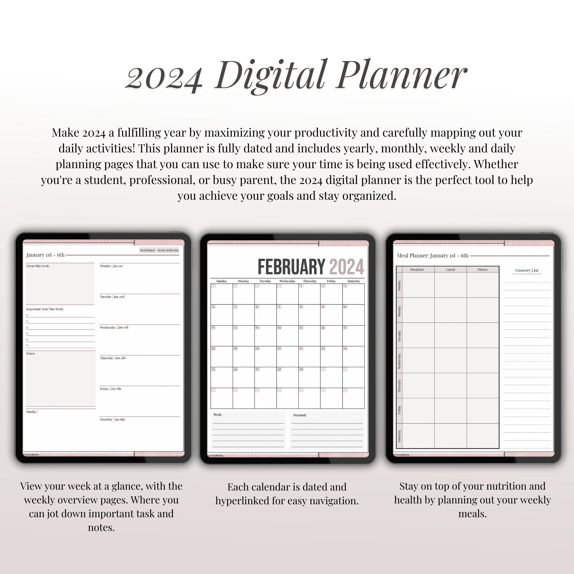 2024 Digital Planner Bundle, Goodnotes Planners Bundle, Vision Board ...