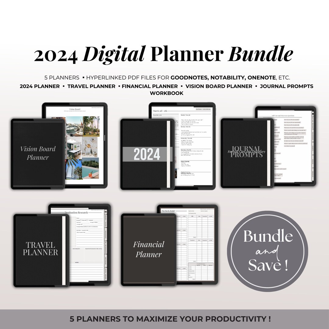 2024 Life Planner Bundle, Digital Planners for Goodnotes, Vision Board ...