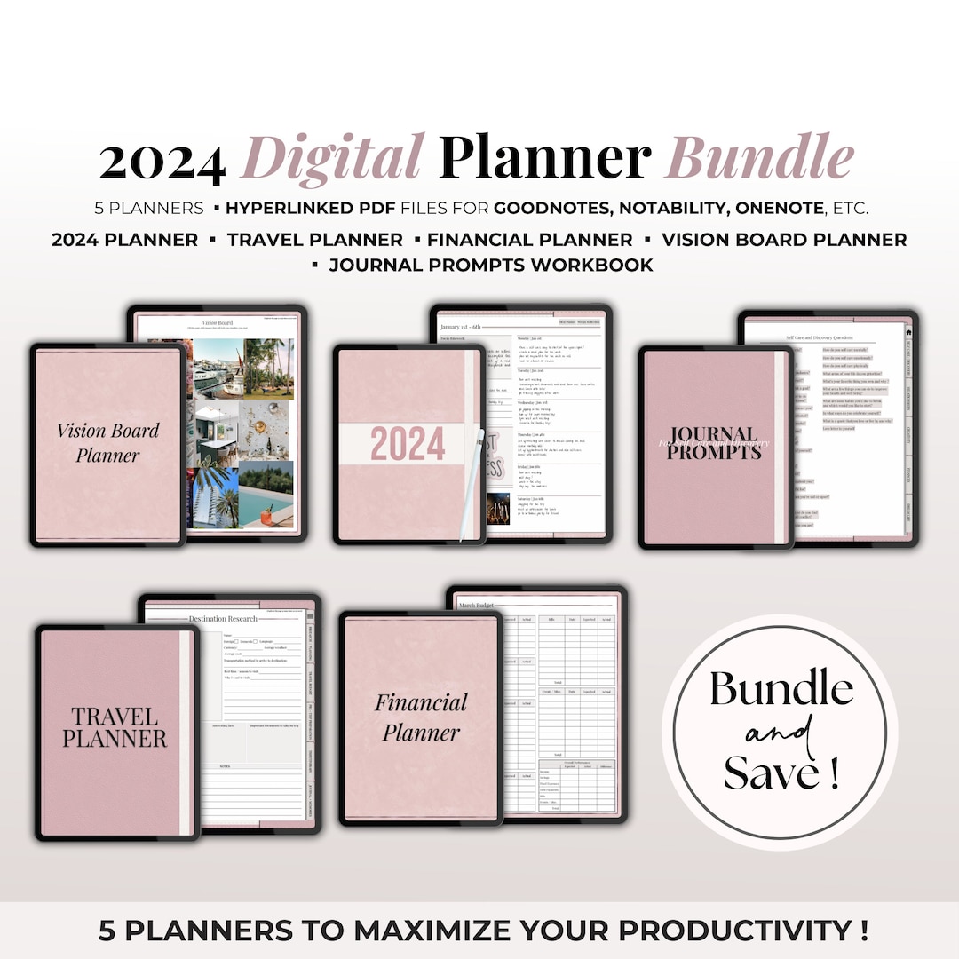 2024 Digital Planner Bundle, Goodnotes Planners Bundle, Vision Board ...