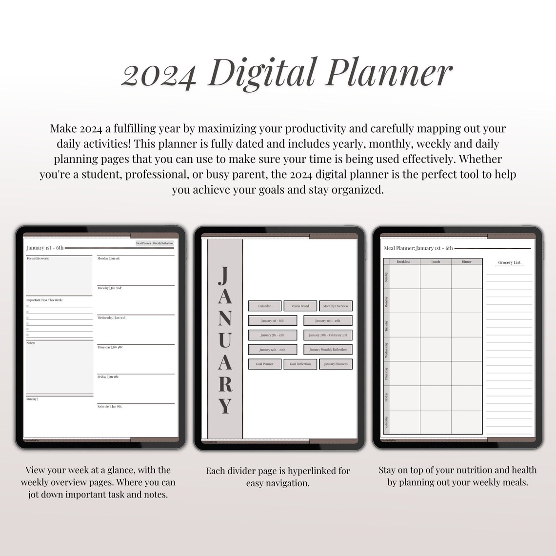 2024 Digital Planner Bundle for Goodnotes, 2024 Daily Planner, Vision ...
