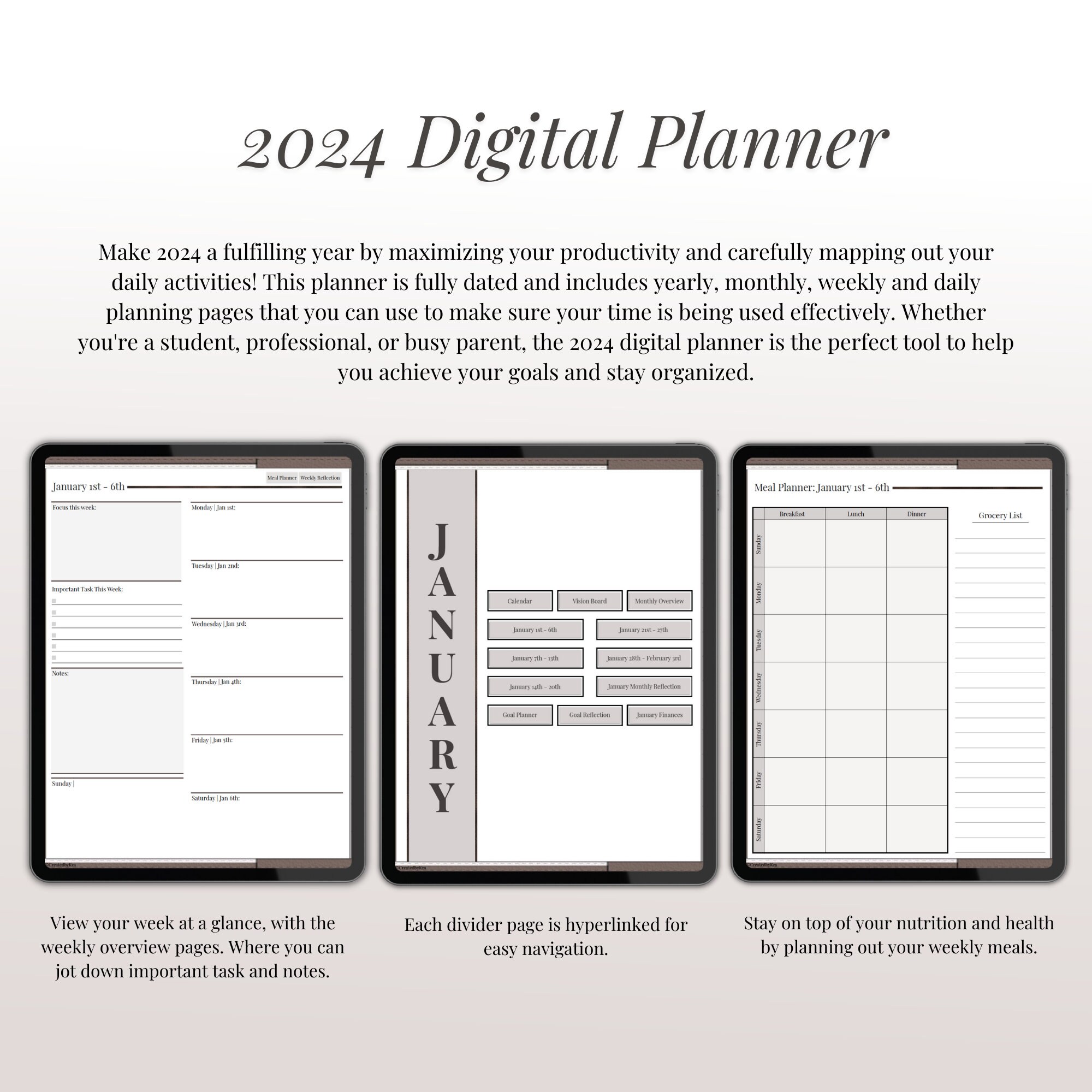 2024 Digital Planner Bundle for Goodnotes, 2024 Daily Planner, Vision ...
