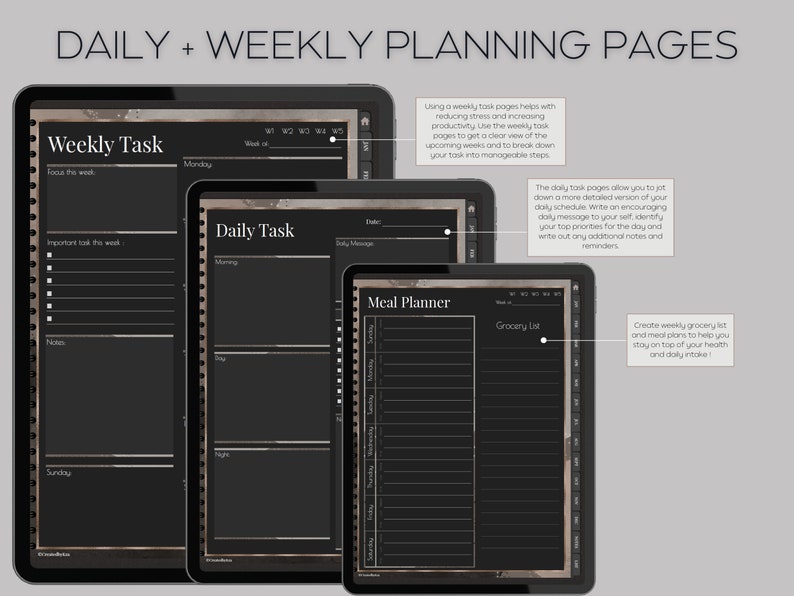 Undated Dark Mode Digital Planner for Goodnotes & Notability - Etsy