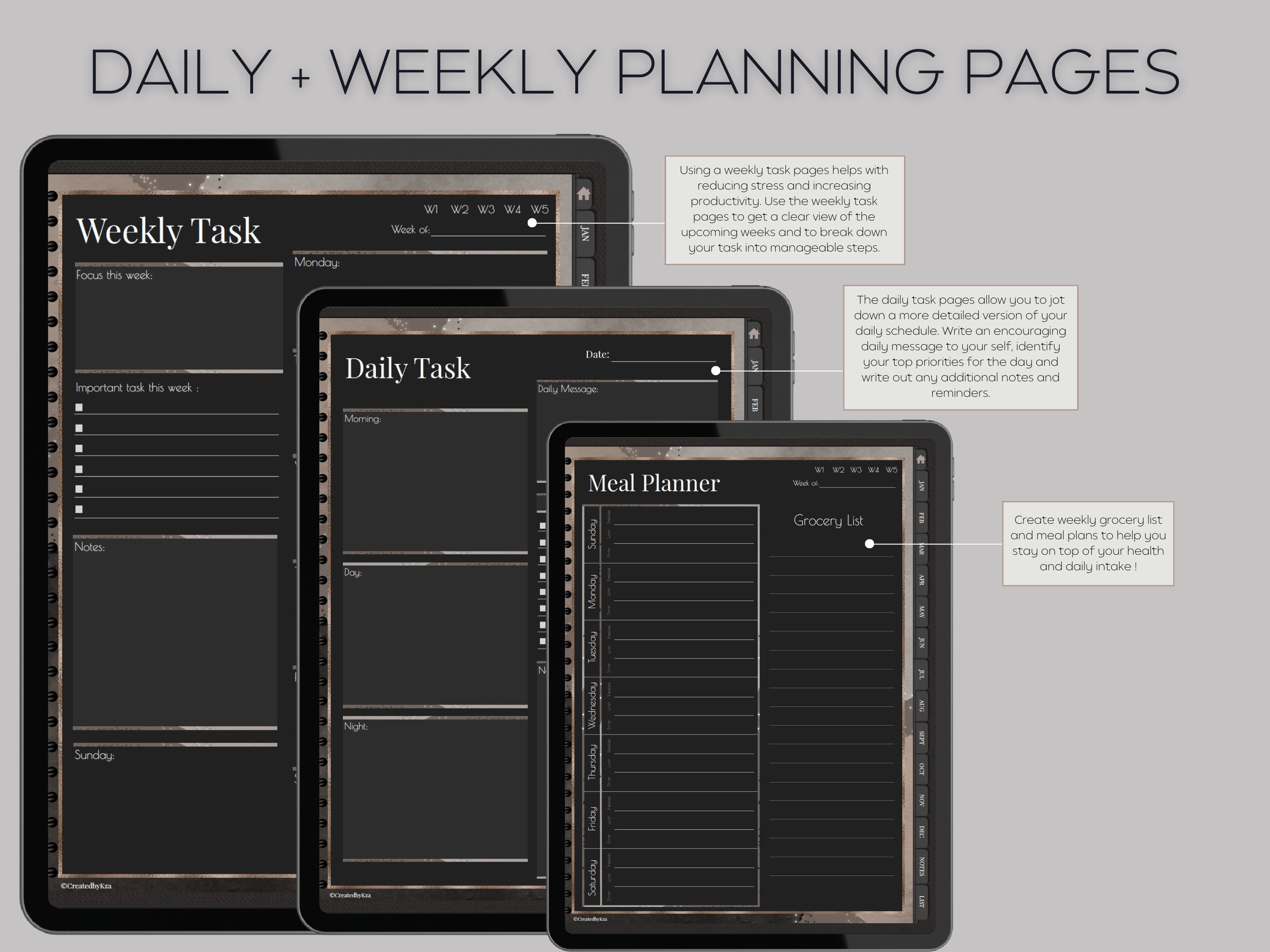 Undated Dark Mode Digital Planner for Goodnotes & Notability - Etsy