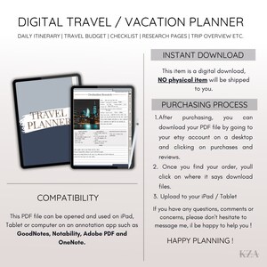 Digital Travel Planner for Goodnotes and Notability, Trip Planner and ...