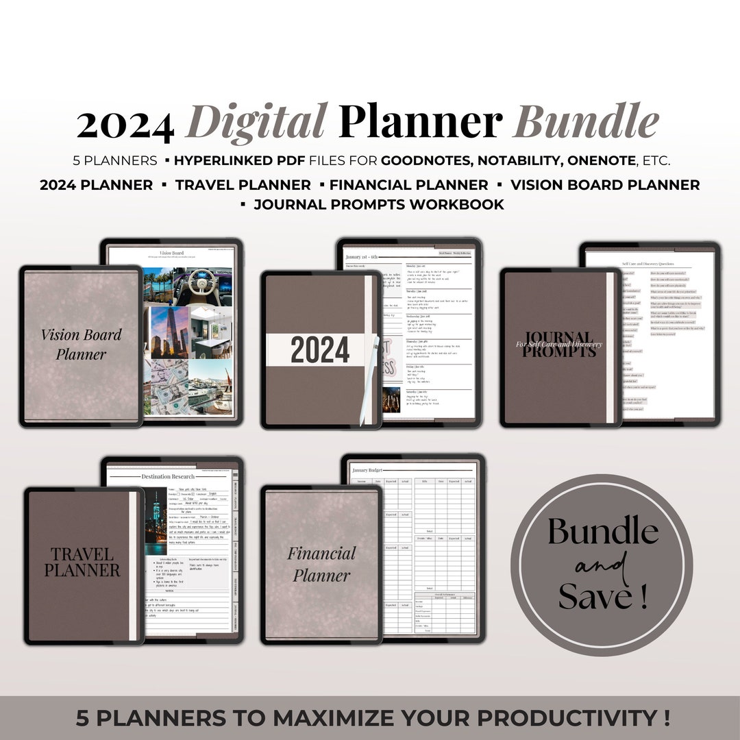 2024 Digital Planner Bundle for Goodnotes, 2024 Daily Planner, Vision ...