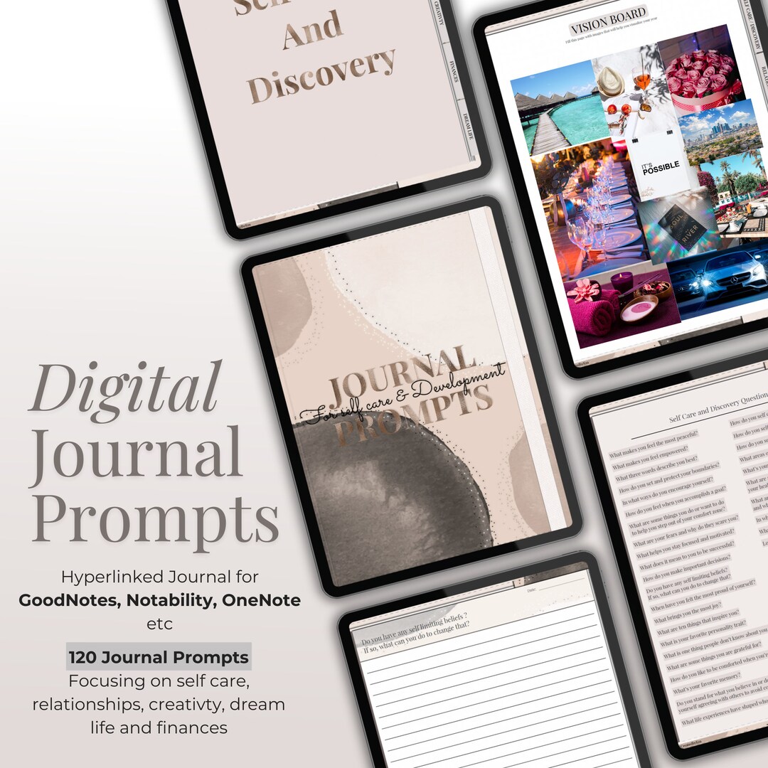 Digital Journal With Prompts and Vision Board, Goodnotes Daily Journal ...