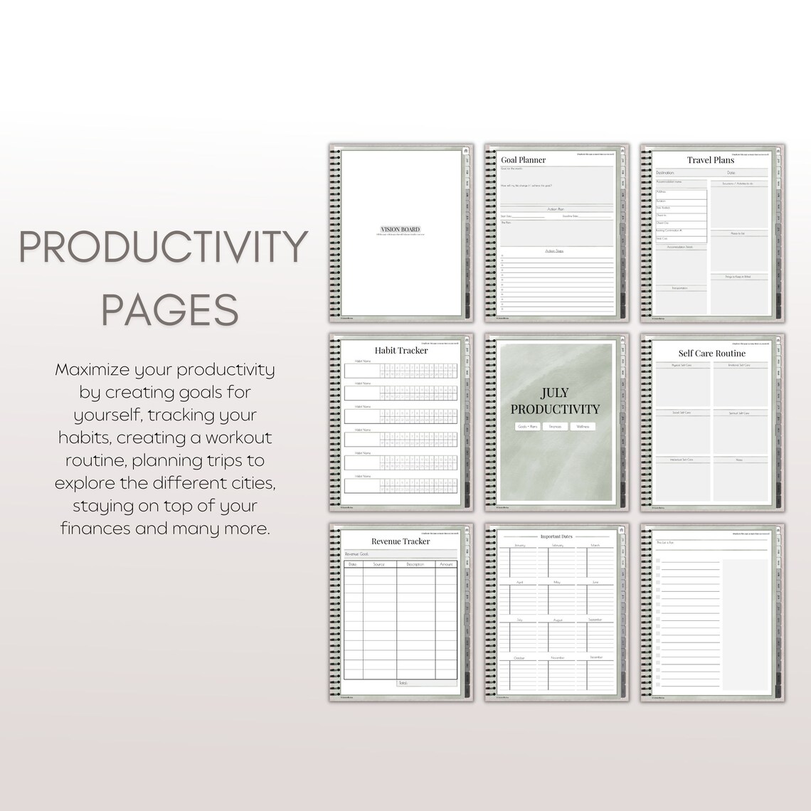 Green Digital Planner Undated , Goodnotes Daily Planner, iPad Planner ...