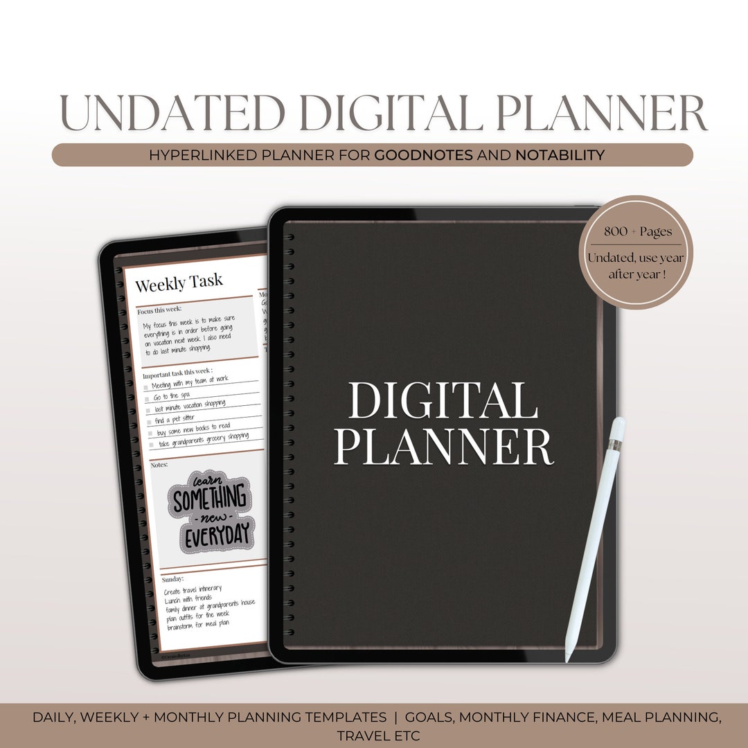 Goodnotes Undated Digital Planner for iPad and Tablet, Minimal Planner ...