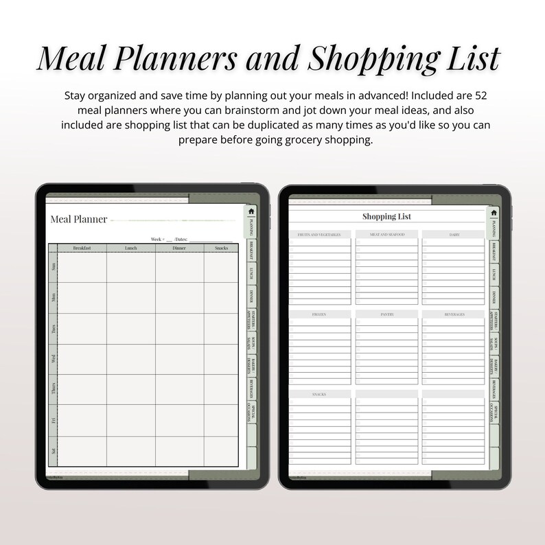 Digital Recipe Book for Goodnotes and Notability With Meal Planners ...