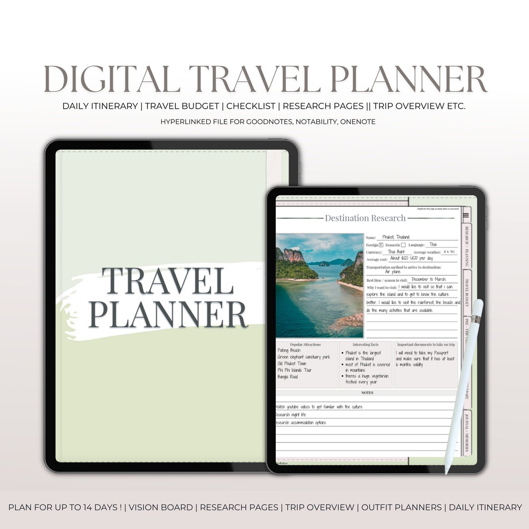 Digital Travel Journal for Goodnotes Vacation Planner Trip - Etsy
